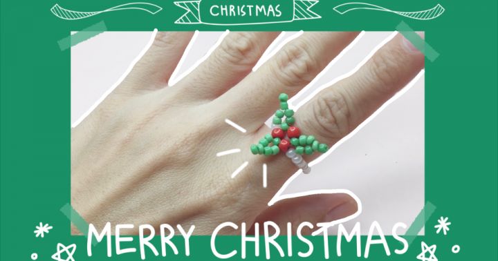 How to Make Mistletoe Beaded Ring for Christmas: สอนร้อยแหวนลูกปัดตอน ...