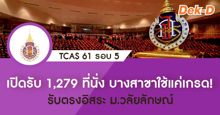 TCAS 61 รอบ 5 : มหาวิทยาลัยวลัยลักษณ์ (33 สาขา 1,279 ที่นั่ง)