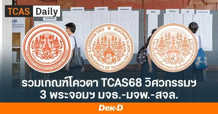 สรุปเกณฑ์ TCAS68 วิศวะฯ 3 พระจอมฯ รอบโควตา ครบทุกรูปแบบ ข้อเขียน / TGAT-TPAT / A-Level